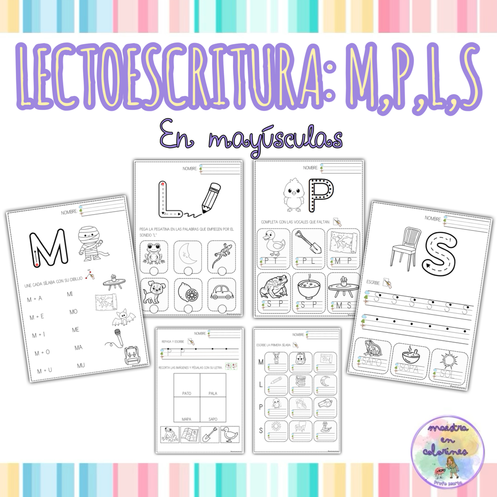 CUADERNILLO CONSONANTES M,L,P,S MAYÚSCULA