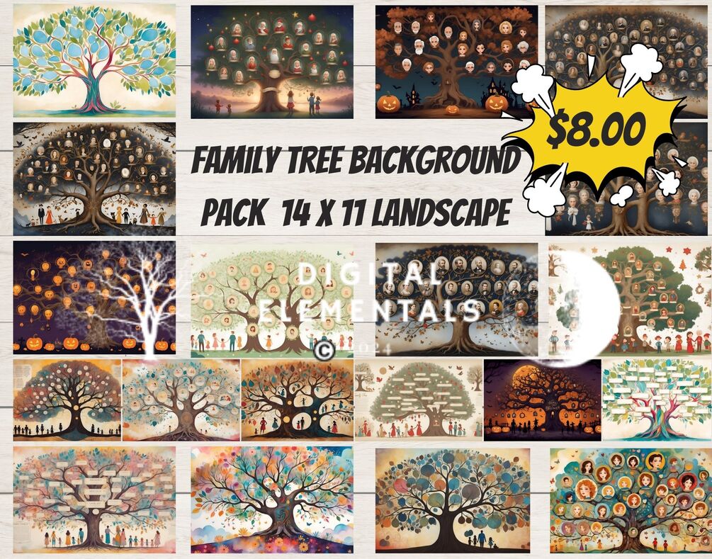 Pack of 24 Backgrounds for Family Tree (Digital Download files)