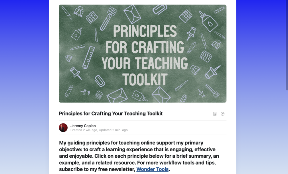Eight Principles for Crafting Your Teaching Toolkit