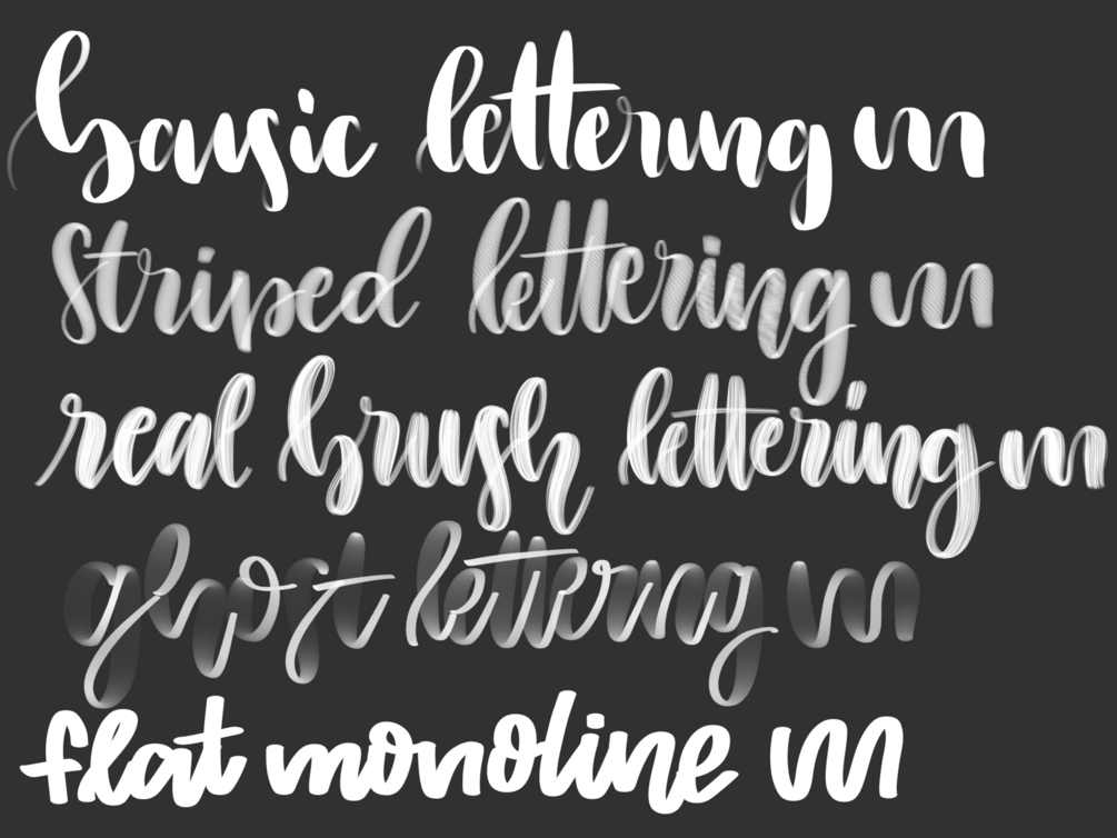 Procreate 5 set of basic lettering Brushes