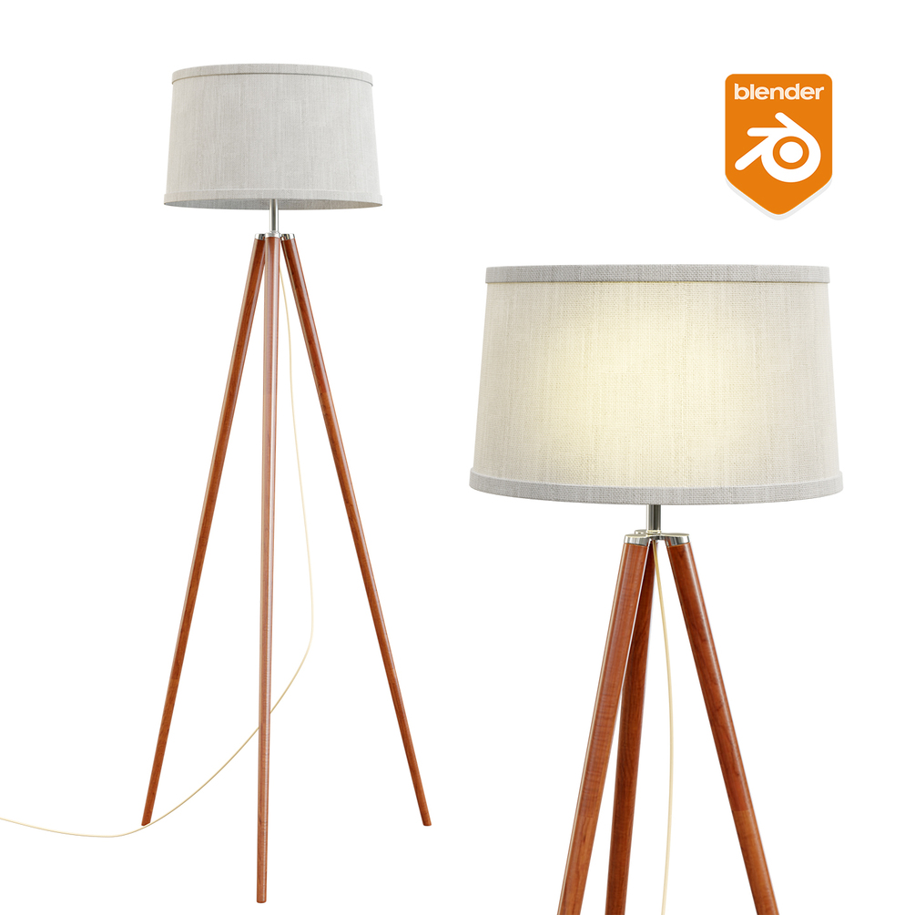Blender 3d Model - Floor Lamp with Wooden Legs