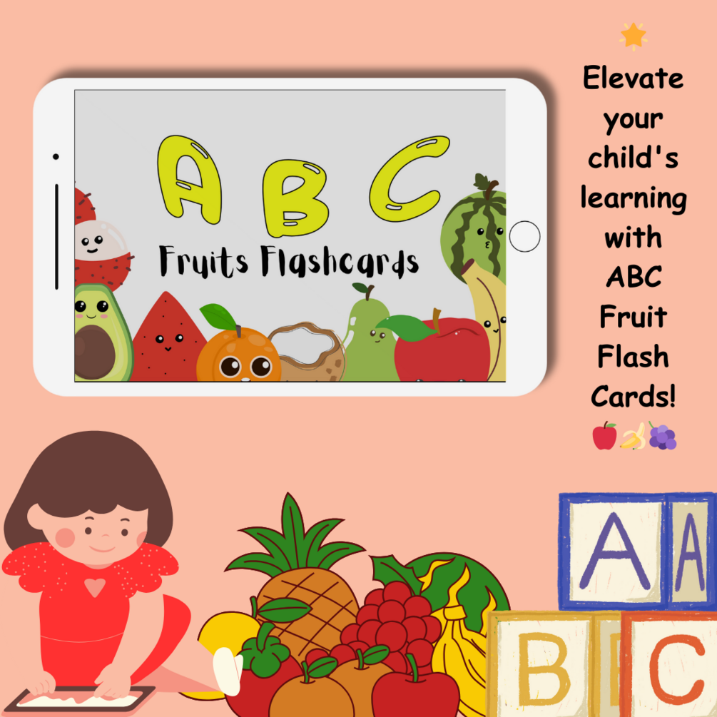 ABC Fruit flashcards for toddlers