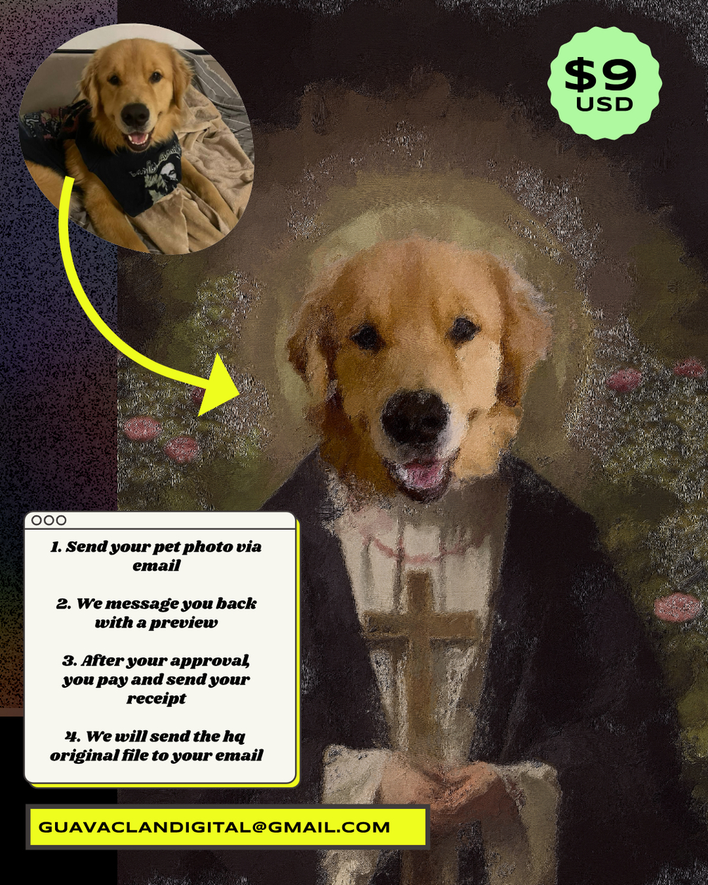 Religious Icon Pet Custom Portrait (READ DESCRIPTION BEFORE PAYING)
