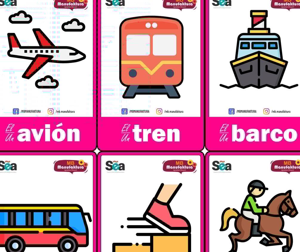 Los medios de transporte (Flash cards)