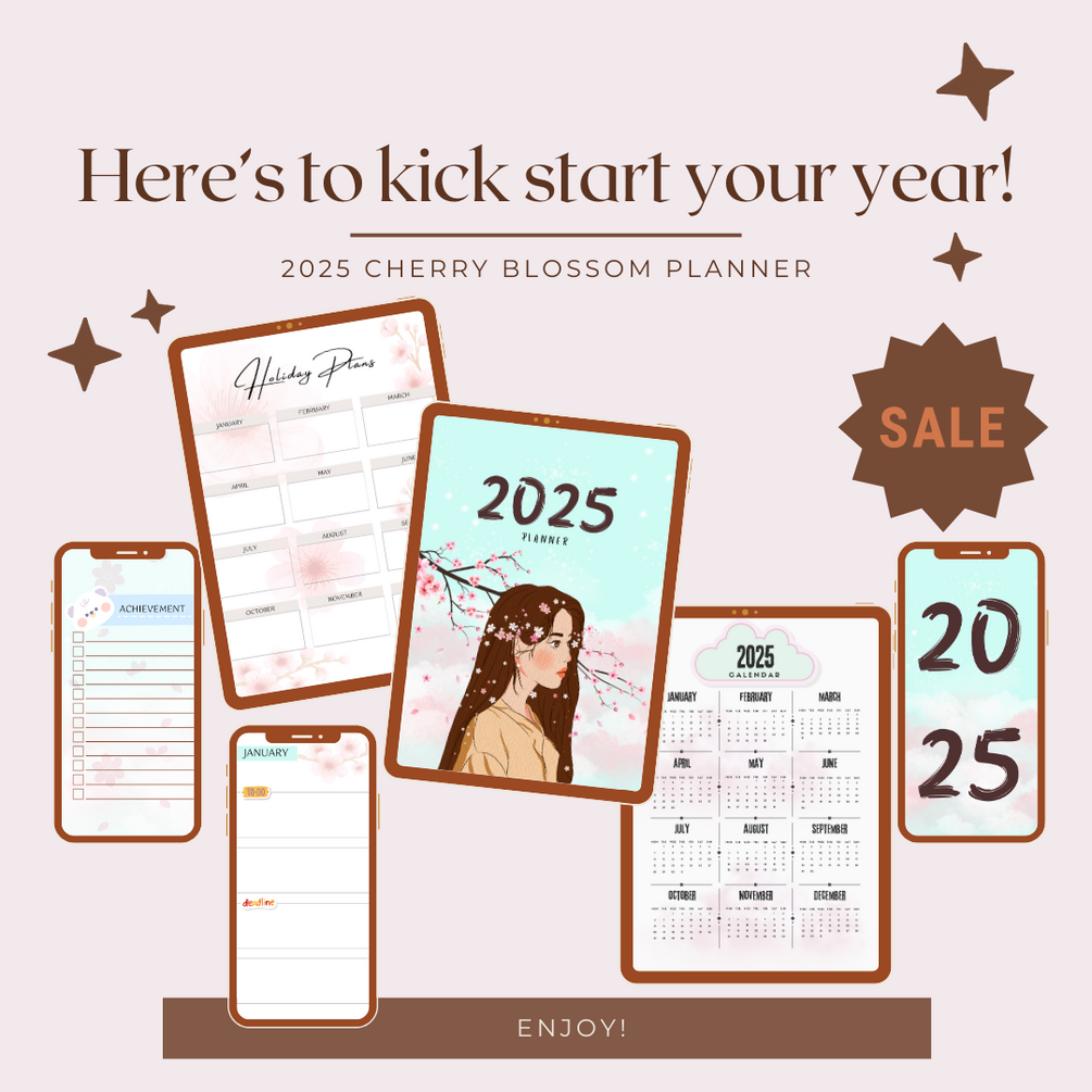 2025 Cherry Blossom Planner in PDF (A4 size)