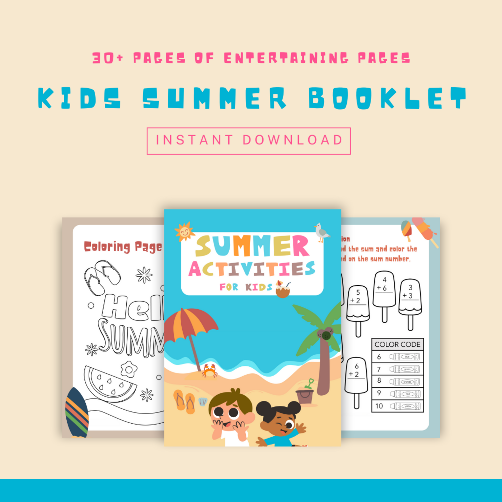 Kids Summer Activity Booklet: Coloring Pages, Math, English & Fun ...