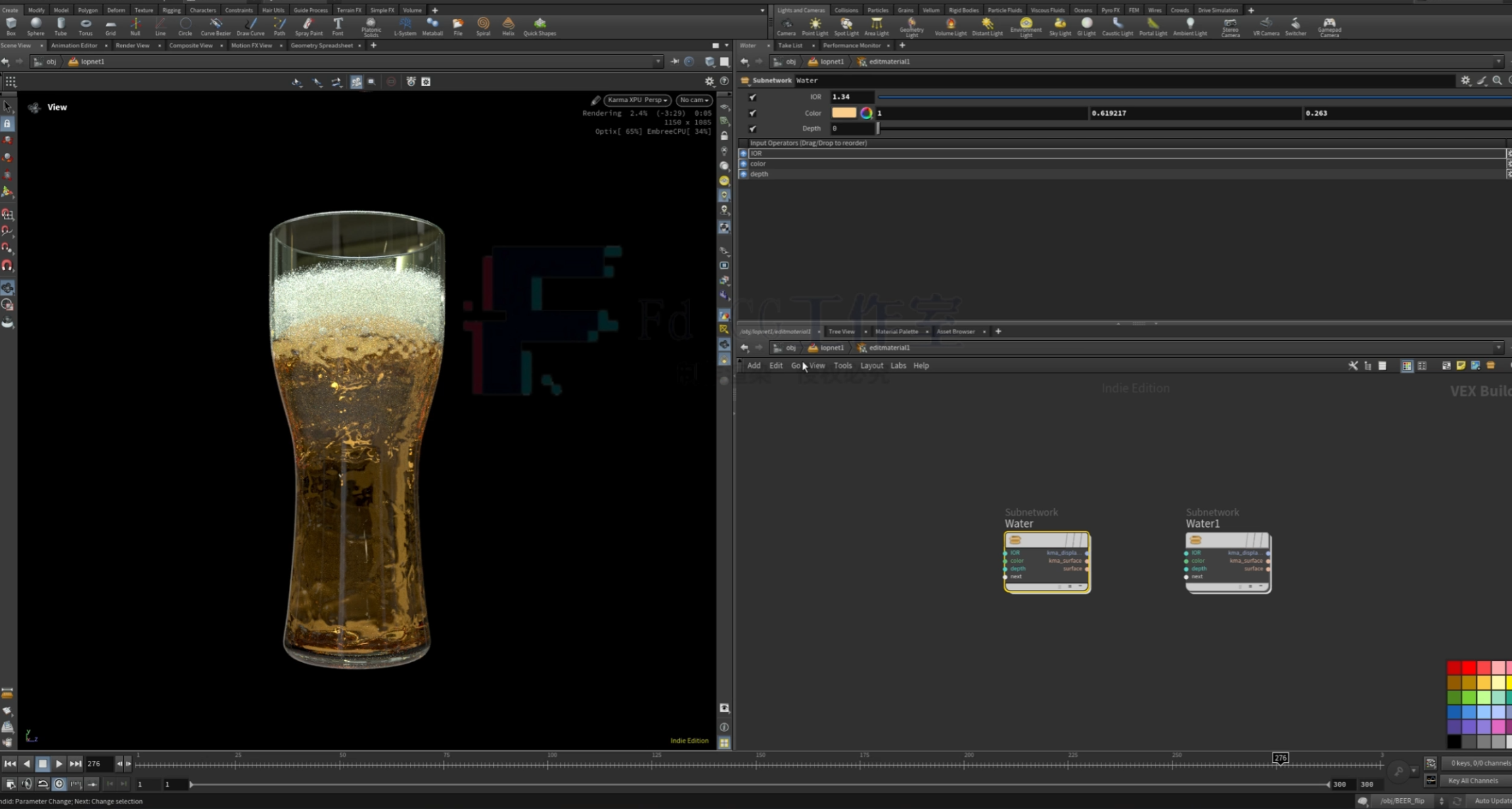 Houdini Super Realistic Beer Flip Solution Karma XPU Rendering