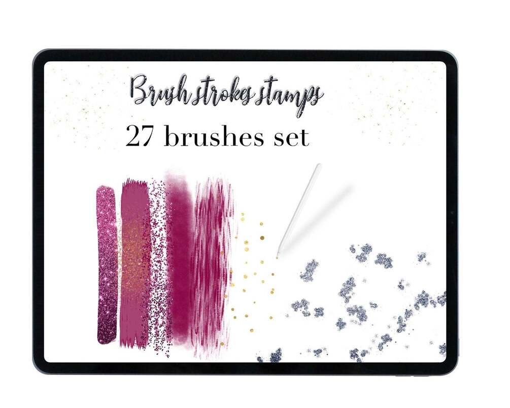 Procreate brush strokes set of 27 stamps, Hand drawn brushes, Strokes ...