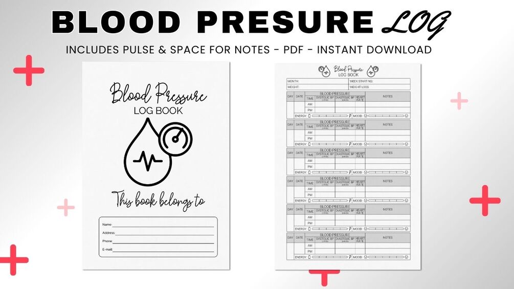 Printable Blood Pressure Log Book Template PDF – Daily Tracker with ...