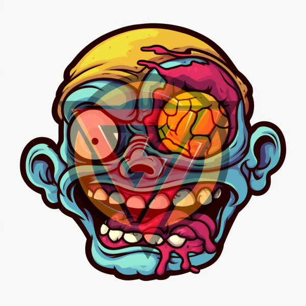 Mutant Zombie Head - Grotesque Undead Horror Digital Art