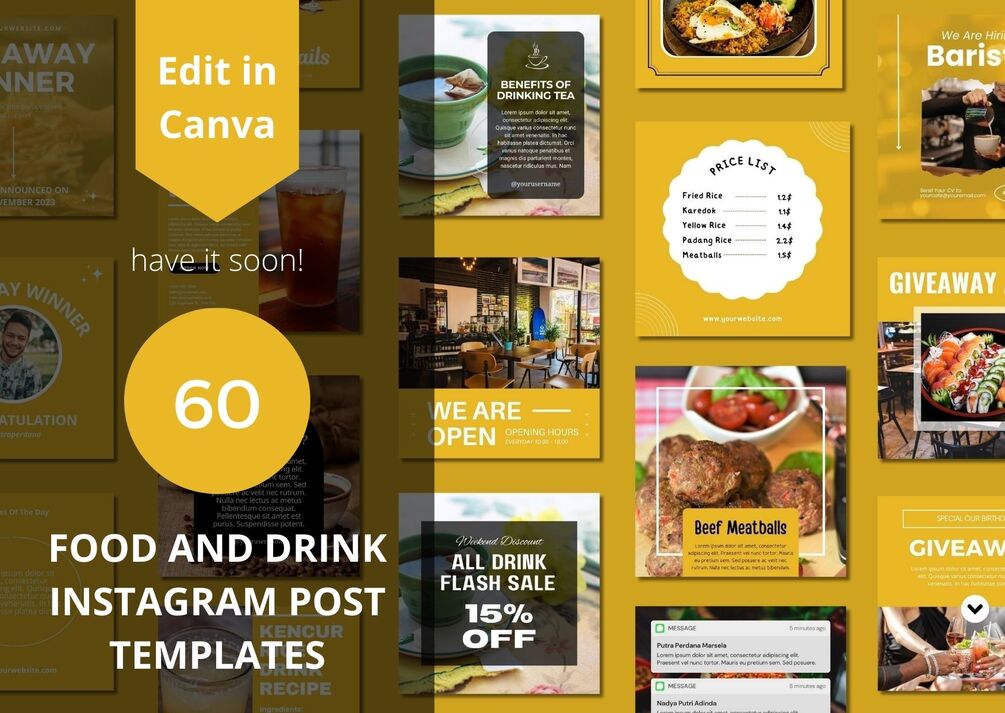 50 Food and Drink Instagram Post Templates