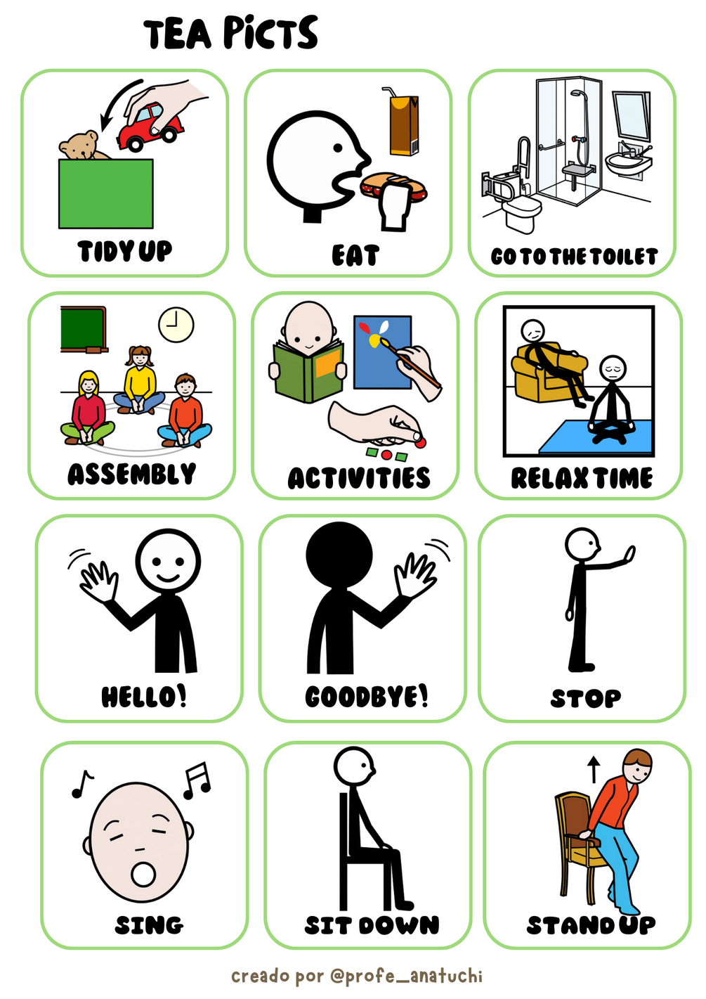 Llavero de pictogramas para alumnado TEA en Inglés