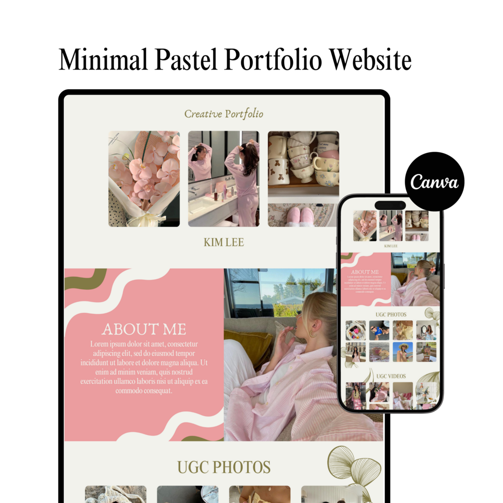 Clean Pastel Minimal Editable Portfolio Website Design / UGC Portfolio