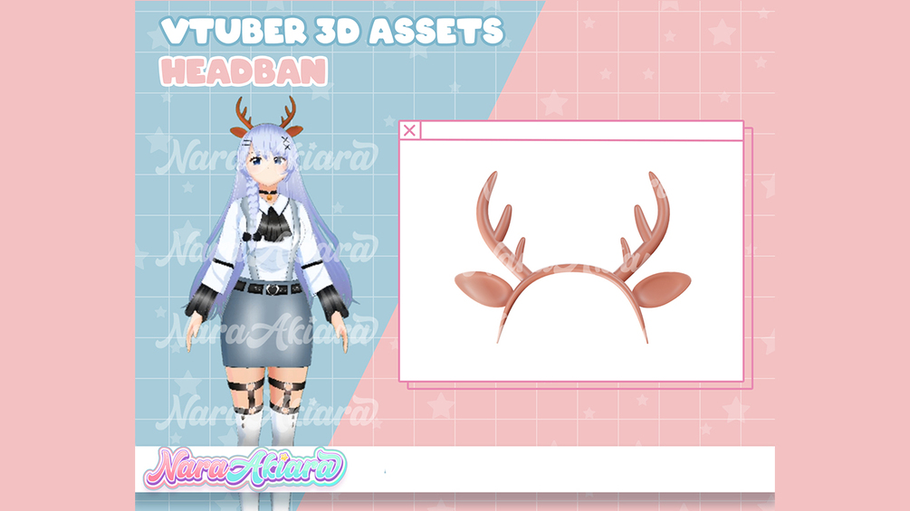 3D Vtuber Assets Headband V10 Vroid Commission, 3D assets ready to use ...