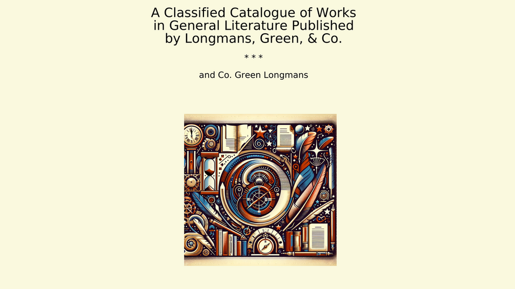 A Classified Catalogue of Works in General Literature Published by Longmans, Green, & Co.