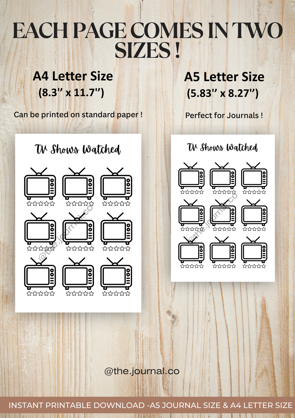 TV Shows Watched - A4 Letter Size & A5 Journal Size