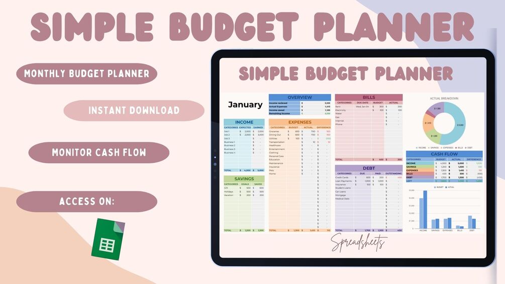 SIMPLE BUDGET PLANNER - MULTICOLOR PANEL
