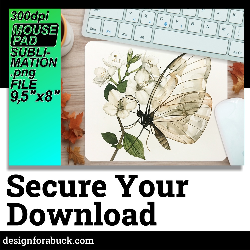 Enchanted Retro Whimsical Butterfly Fantasy Designforabuck mouse pad template PNG Sublimation ...
