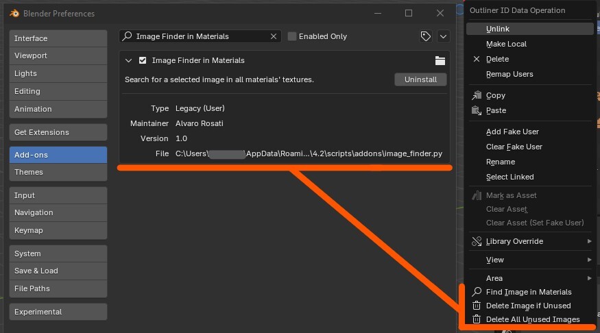 Image Finder in Materials for Blender