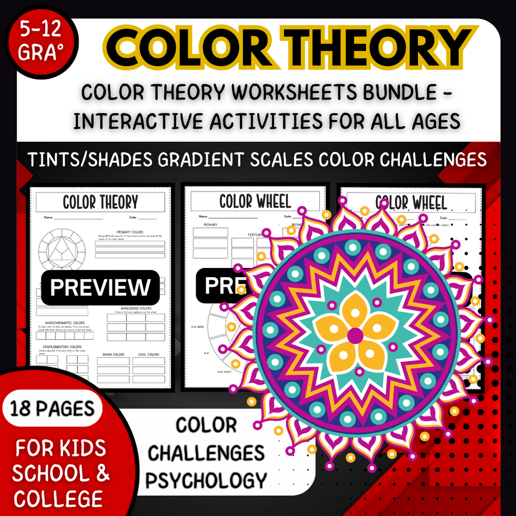 Color Theory Worksheets Bundle - Interactive Activities for All Ages