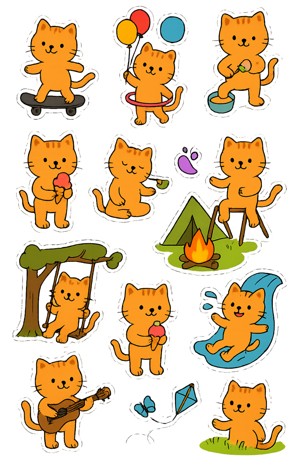 Fun Cat Adventures Clipart - Summer Activities Cats and Printable for Kids