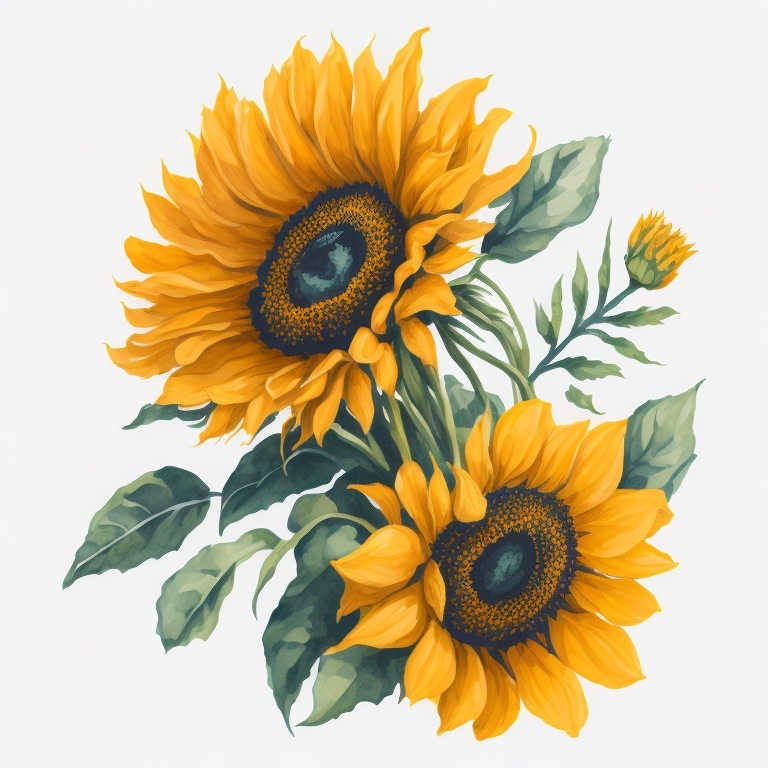 Watercolor Sunflowers Clipart- 20 PNG Files