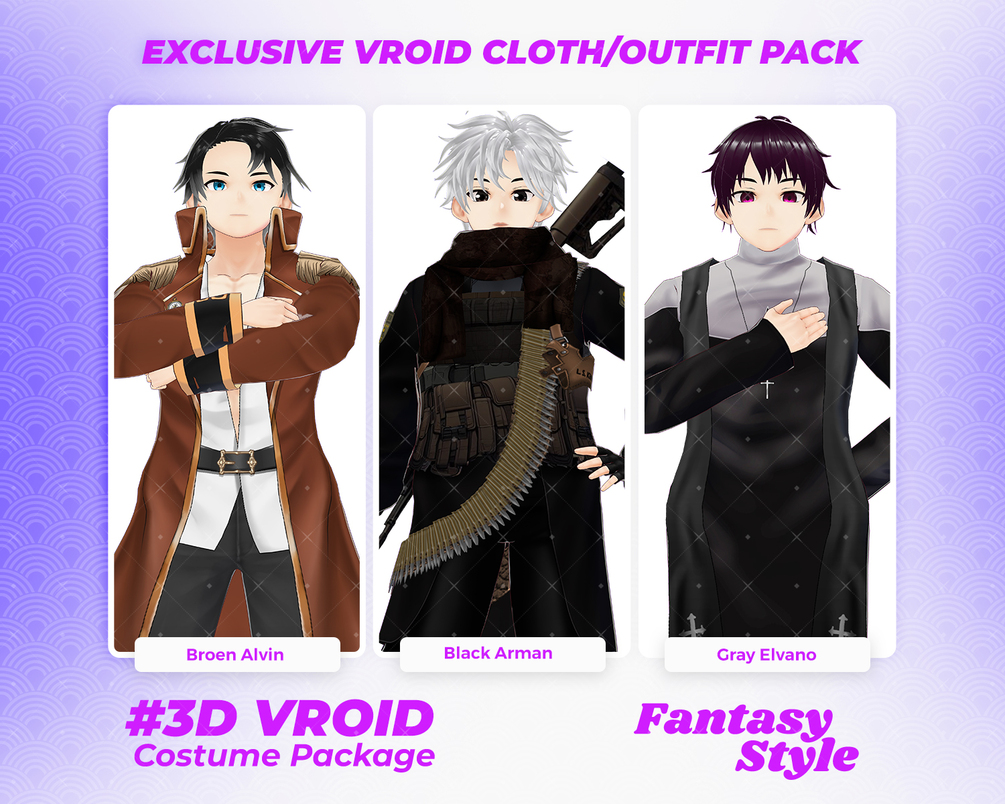 Warrior's Male Outfit Pack for VTuber Heroes - VRoid Clothing Pack ...