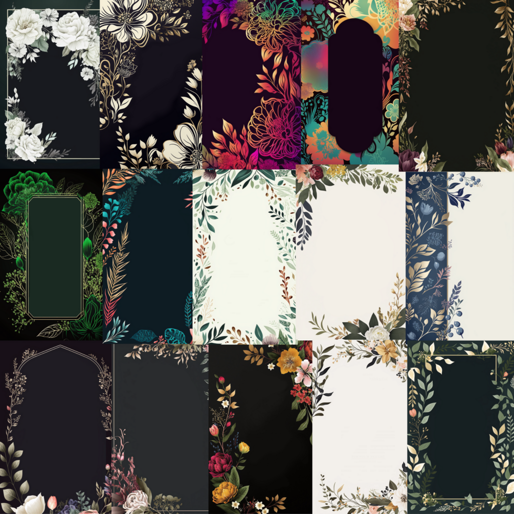 Canva Wedding Digital Paper For Invitations And Menus, Floral Borders ...