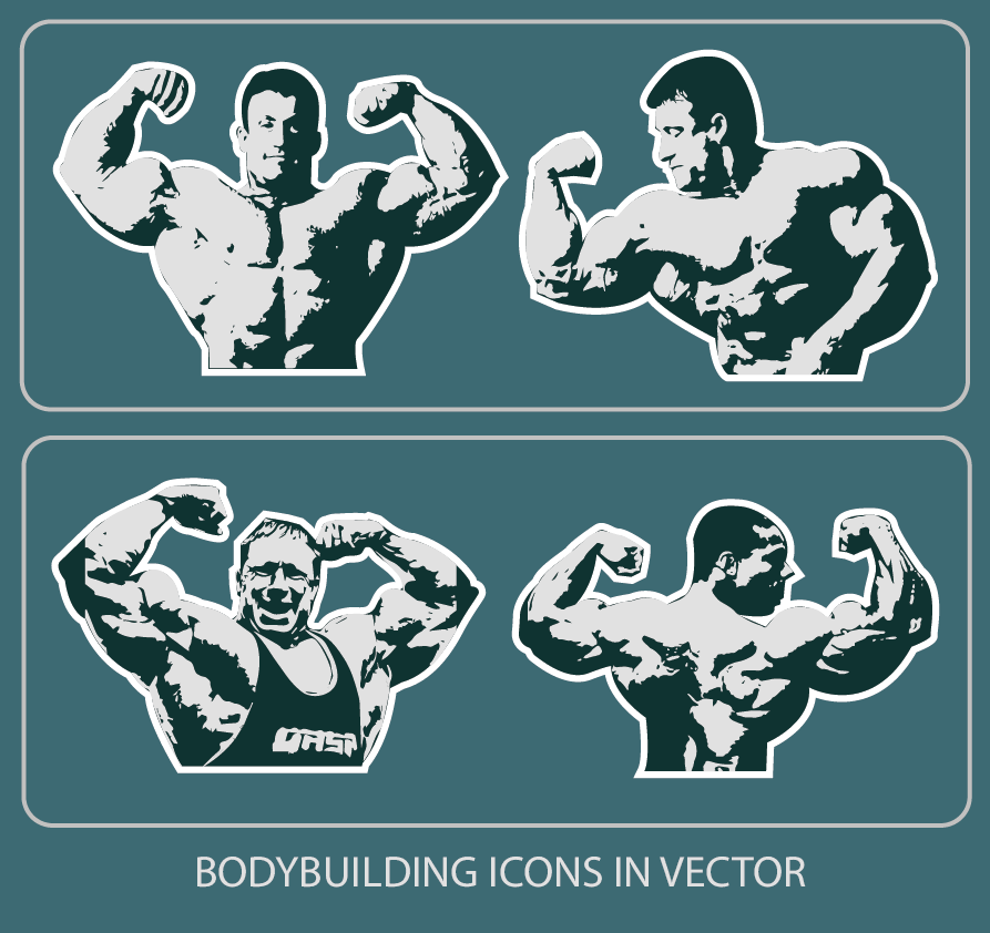 4 high quality body building icons in vector