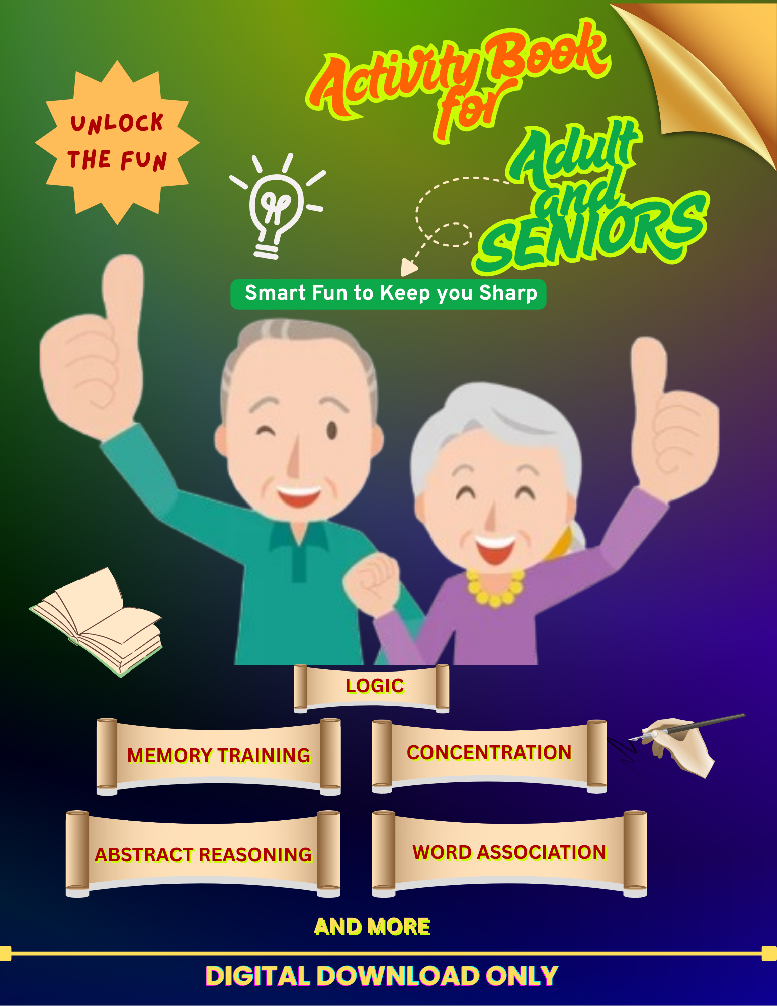 Printable Activity Book for Adults & Seniors – Fun Brain Boosting Games! Engage. Relax. Stimulate.