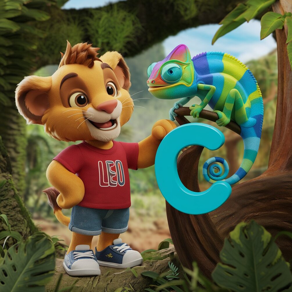 Educational Alphabet Card: Learning the Letter C with Leo