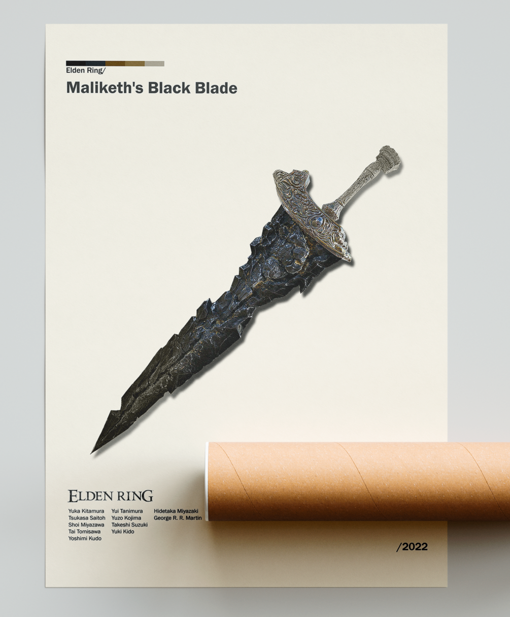 Maliketh's Black Blade - Elden Ring Minimal Poster