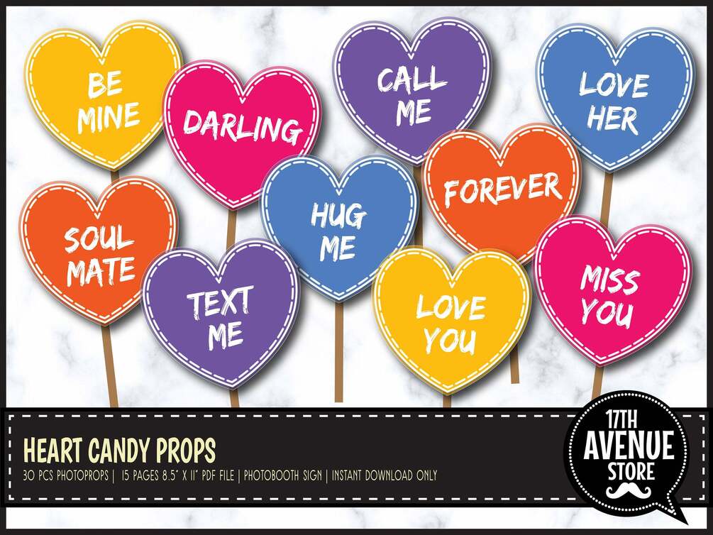 Valentines - Heart Candy Props (Rainbow Colors)