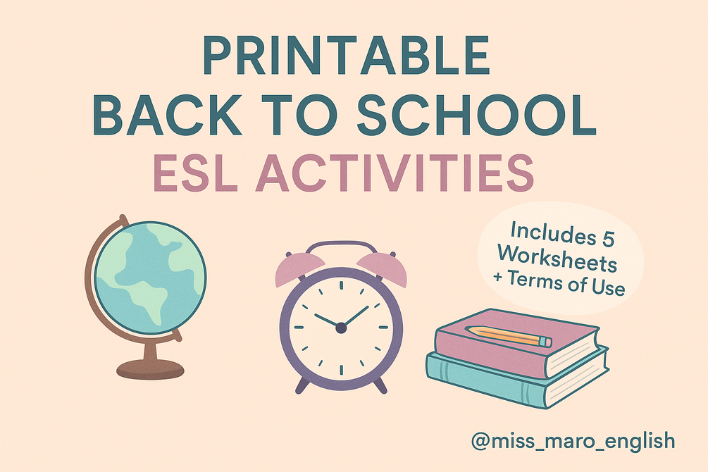 Back to School ESL Worksheets – Printable Bundle