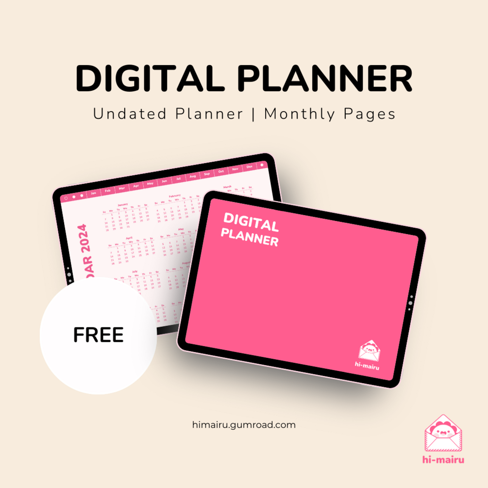 Minimalist Monthly Digital Planner - Pink