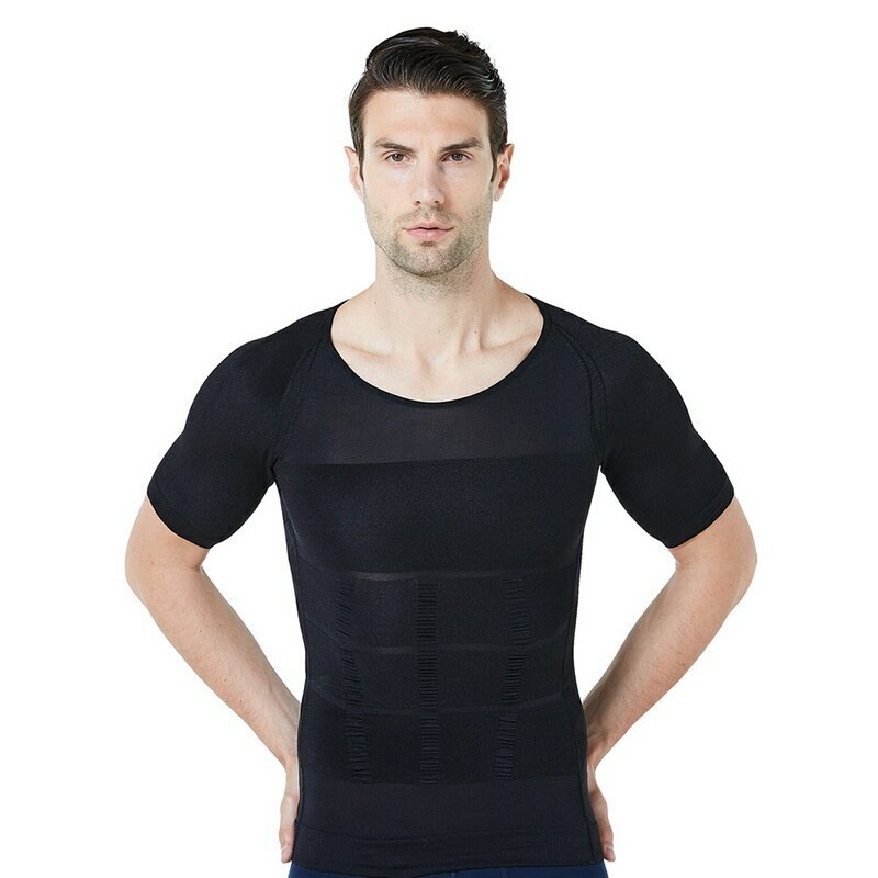 2019 Men Compression Chest Shaper Corset Trainer T Shirt Losing Weight ...