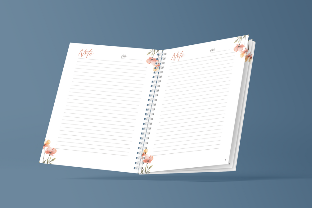 Flower-Themed Digital Notebook (6×8″) | Simple & Easy-to-Use Printable ...