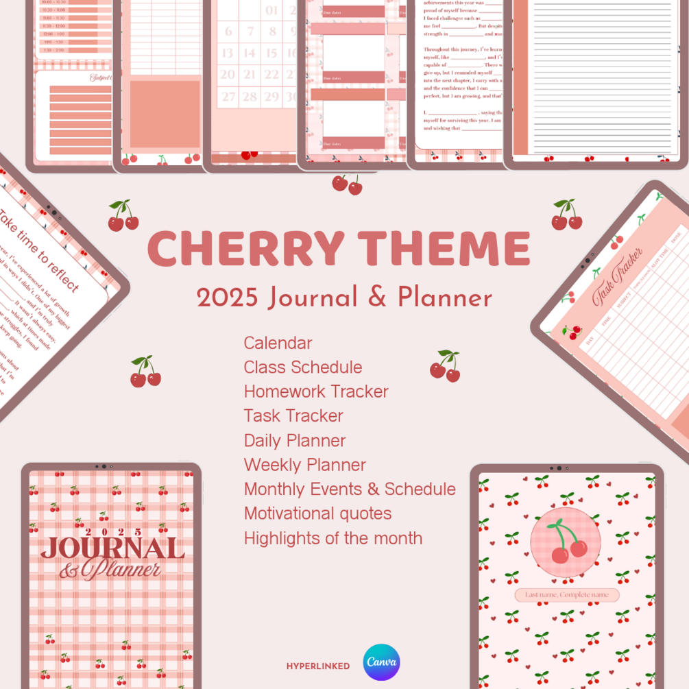 Cherry Theme 2025 Digital Planner & Journal