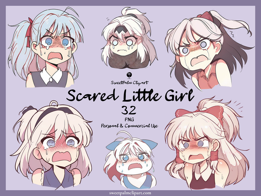 32 PNG Scared Little Girl Clipart, Adorable Cute Cowardly Girls ...