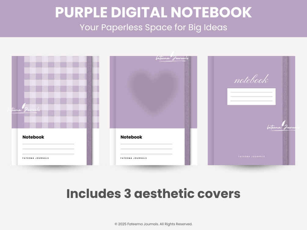 Purple Digital Notebook | Paper Templates | Digital Notebook for ...
