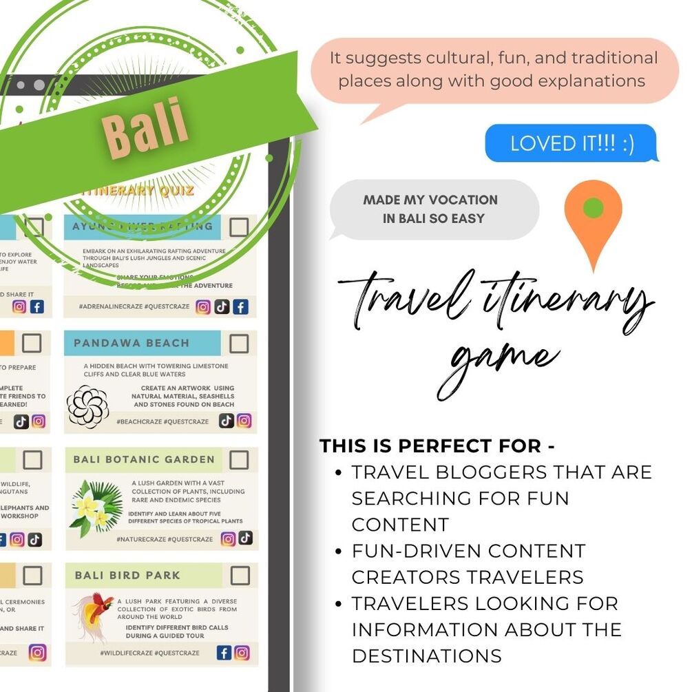 Bali Travel Itinerary fun game
