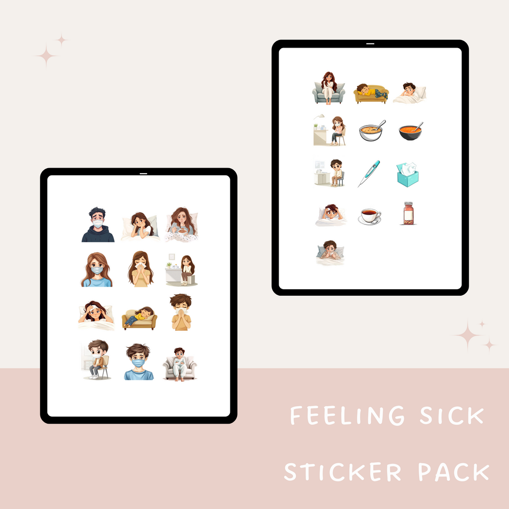 Feeling Sick Stickers | Digital Stickers | Goodnotes Stickers | Sick ...