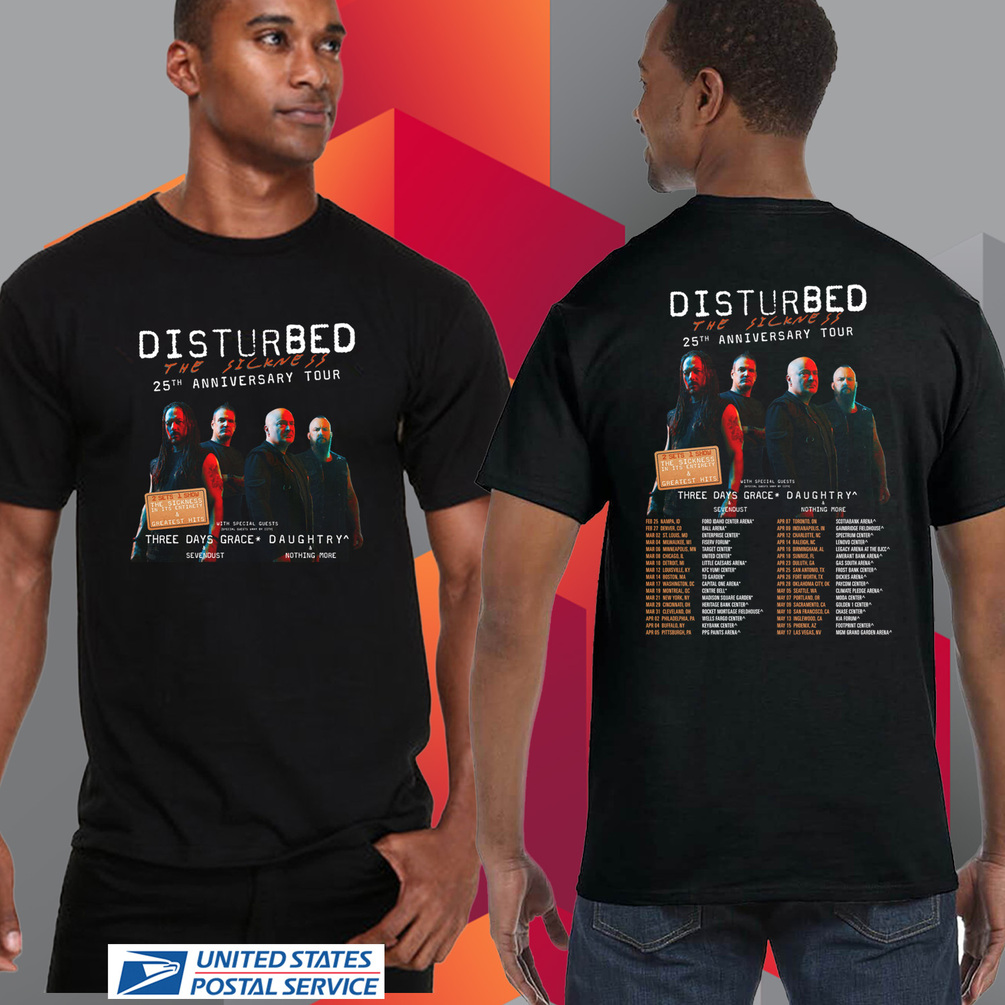 DISTURBED THE SICKNESS 25TH ANNIVERSARY TOUR 2025. DISTURBED. UNISEX ...