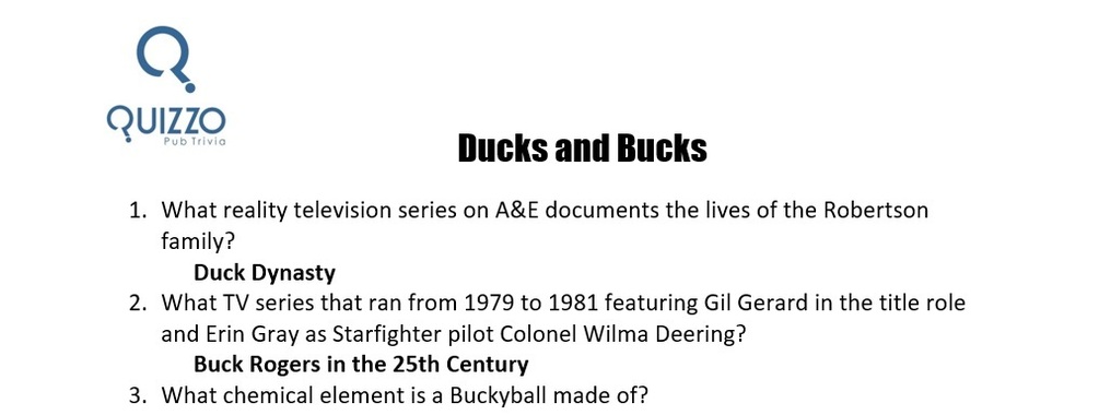 General Knowledge: Ducks and Bucks