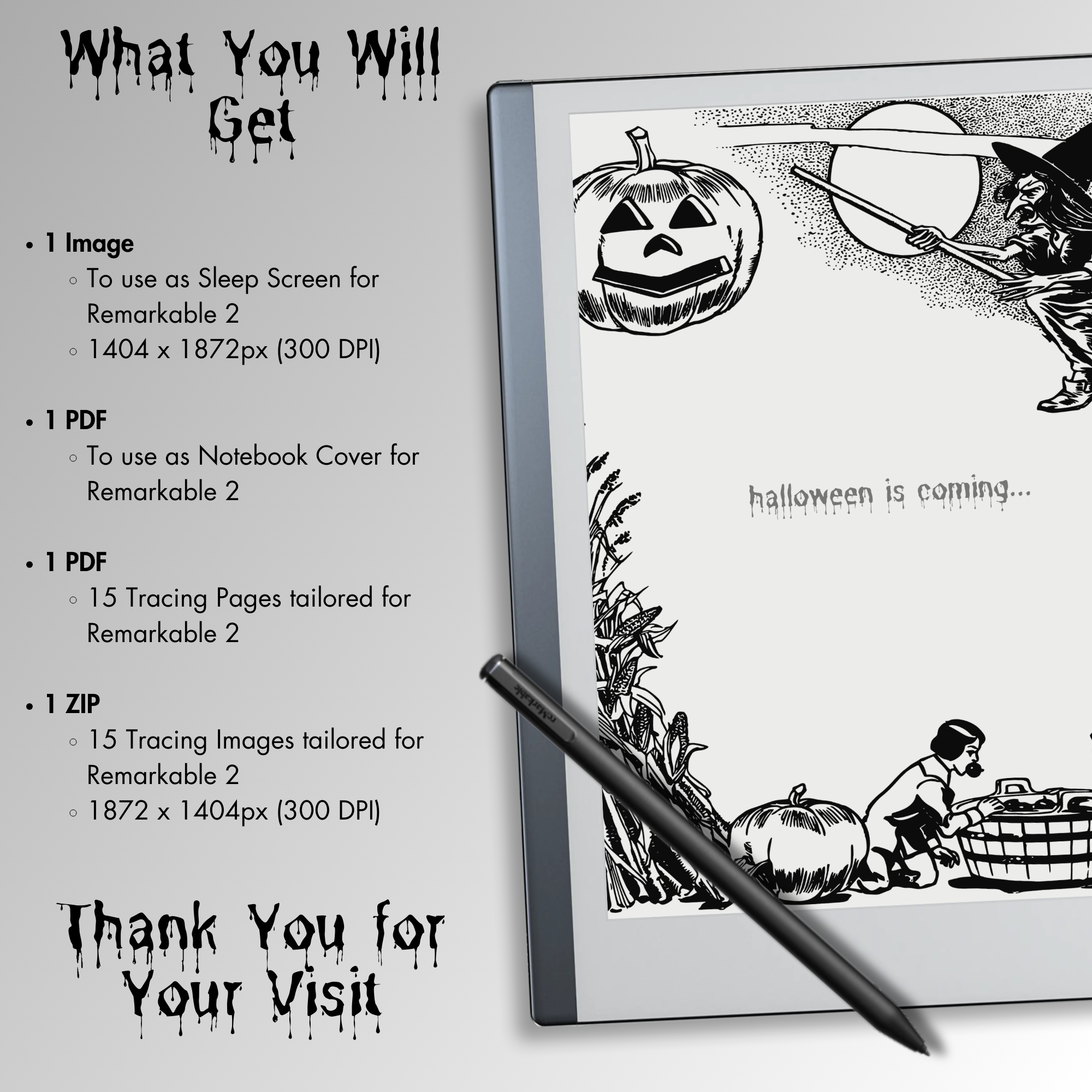 Remarkable 2 Halloween Creepy Sleep Screen & Notebook Cover