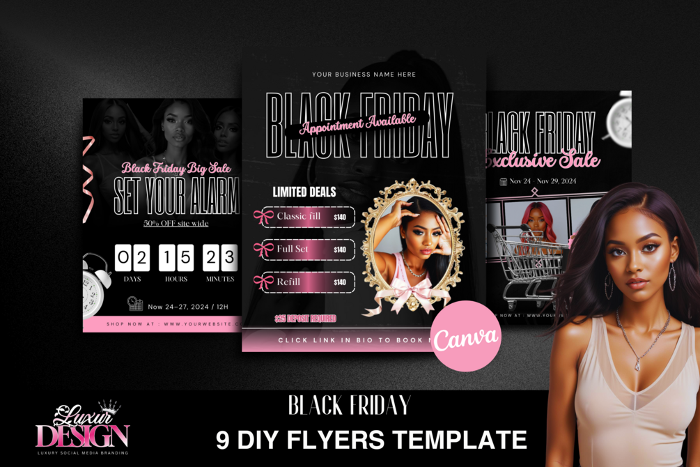 DIY Black Friday sale Flyers, Bookings, Editable on Canva, November ...
