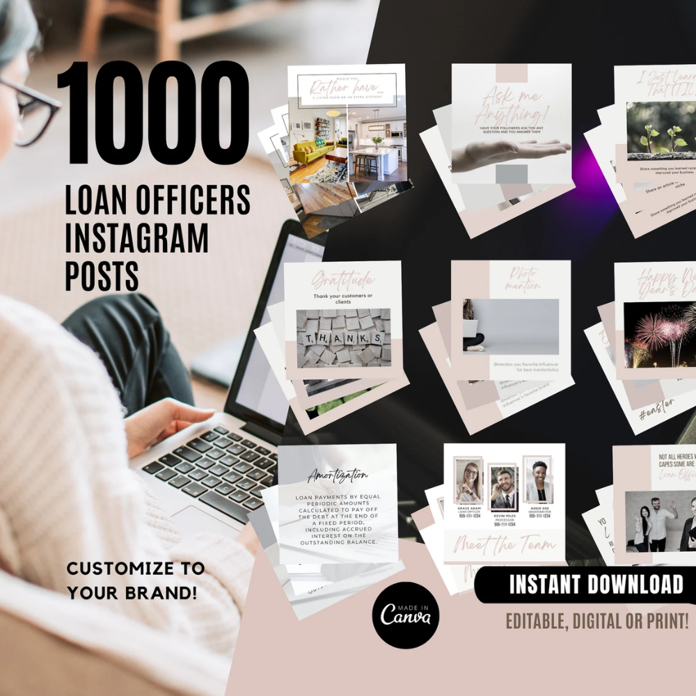 Ultimate Pack of 1000 INSTAGRAM Posts for Loan Officers | Social Media ...