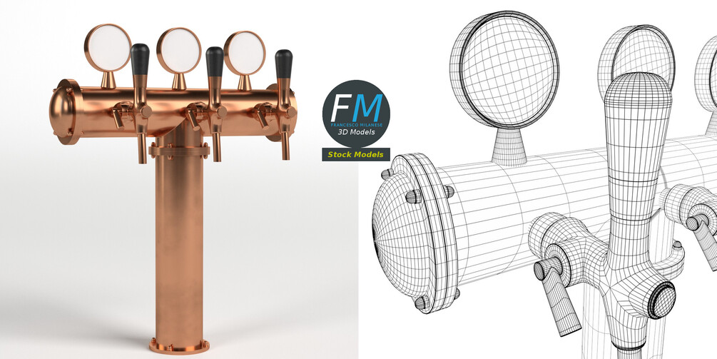 3D MODEL - Triple beer tap