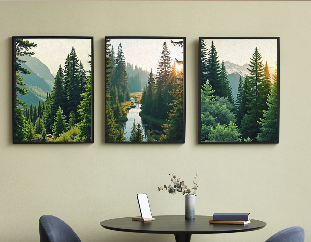 Wanderlust Forest Wall Art – Adventure-Inspired Green Toned Prints