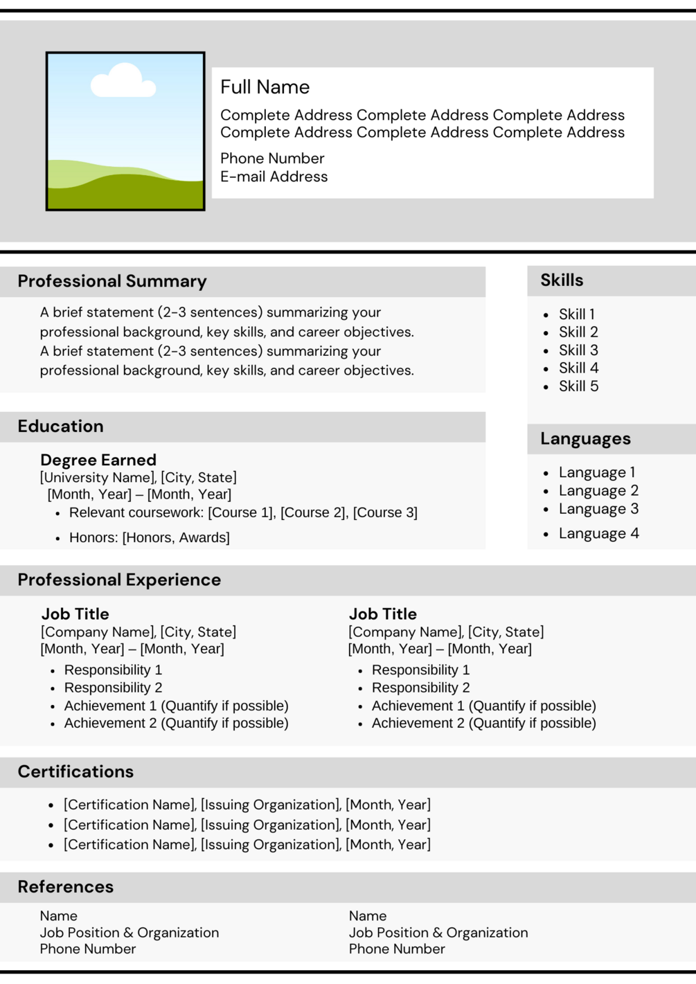 Curriculum Vitae/Resume Template